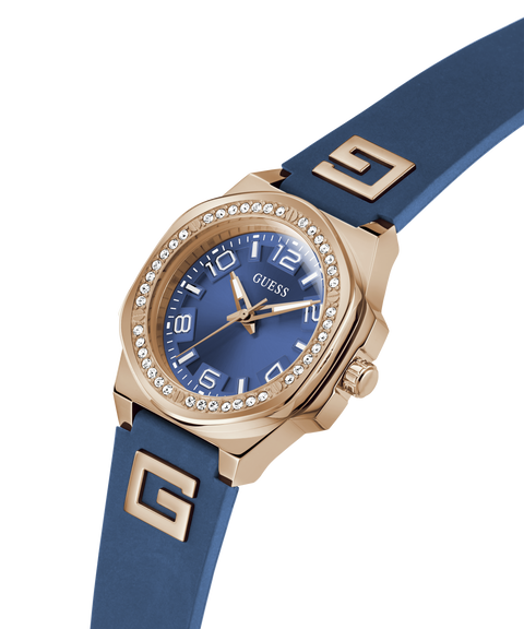 GUESS Ladies Blue Rose Gold Tone Analog Watch - GW0617L3 | GUESS Watches US