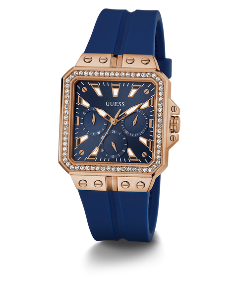 GUESS Ladies Blue Rose Gold Tone Multi-function Watch - GW0618L2 ...