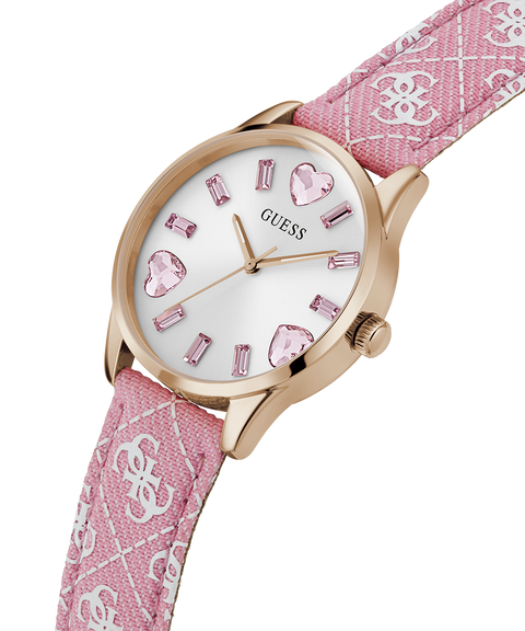 GUESS Ladies Pink Rose Gold Tone Analog Watch - GW0654L2 | GUESS Watches US