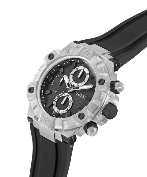 GUESS Mens Black Silver Tone Multi-function Watch - GW0802G1 | GUESS ...