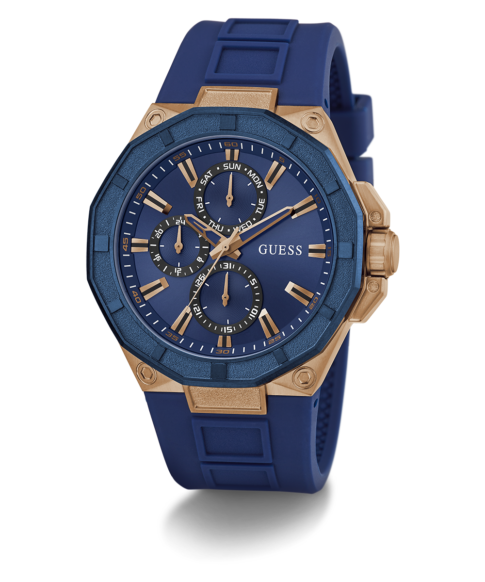 GUESS Mens Blue Rose Gold Tone Multi-function Watch - GW0803G2 | GUESS ...