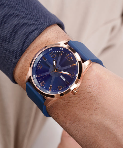 GUESS Mens Blue Rose Gold Tone Analog Watch - GW0805G3 | GUESS Watches US