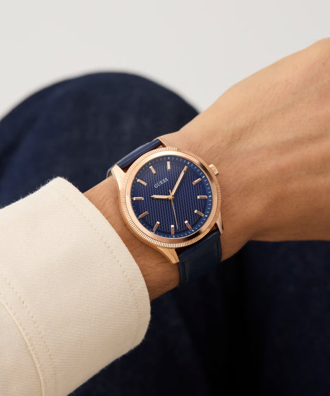 GUESS Mens Navy Rose Gold Tone Analog Watch - GW0846G2 | GUESS Watches US