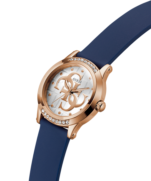 GUESS Ladies Blue Rose Gold Tone Analog Watch - GW0860L2 | GUESS Watches US