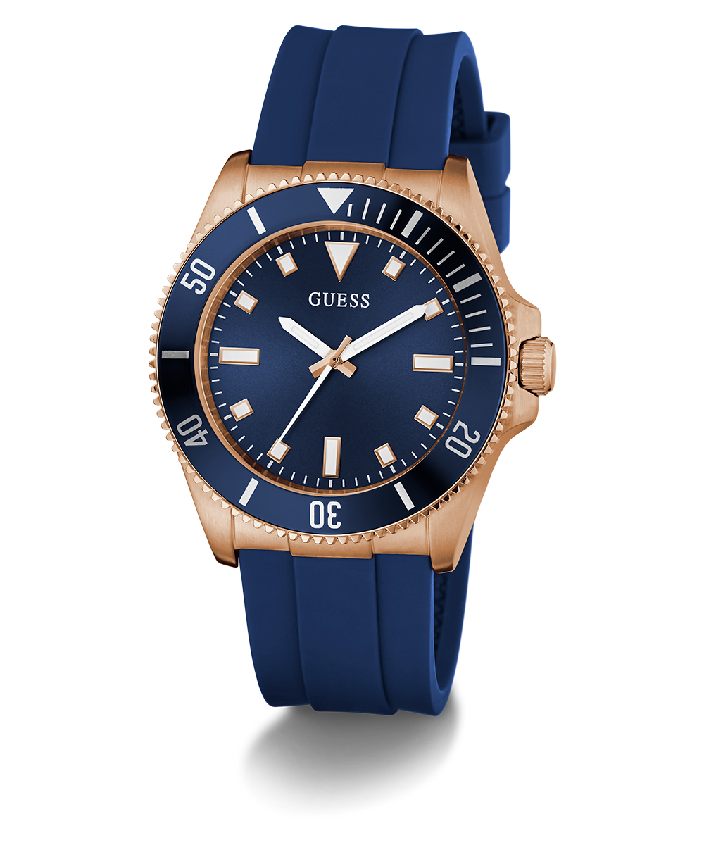 GUESS Mens Blue Rose Gold Tone Analog Watch - GW0969G3 | GUESS Watches US