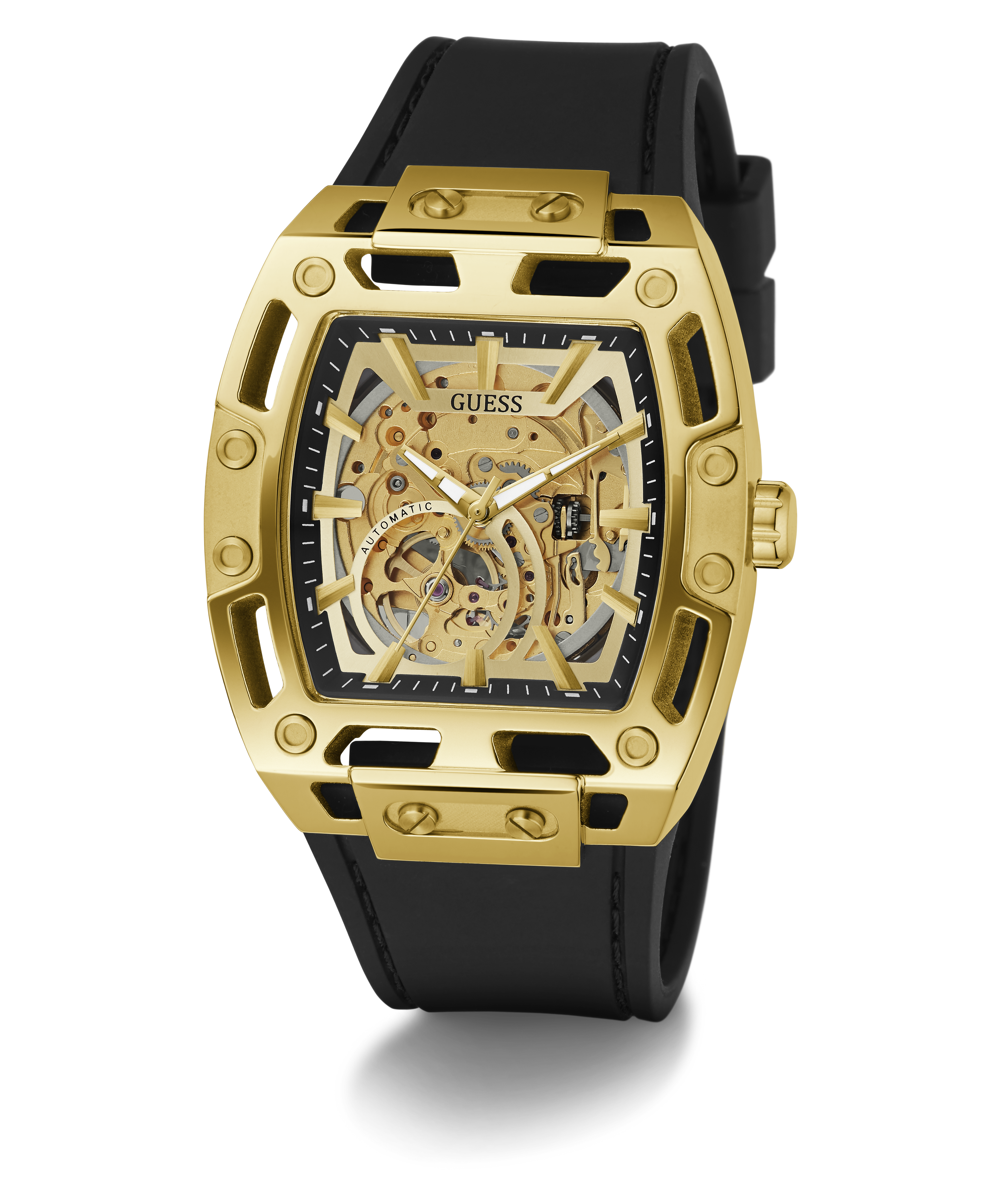 GUESS Mens Black Gold Tone Automatic Watch - GW0980G2 | GUESS Watches US