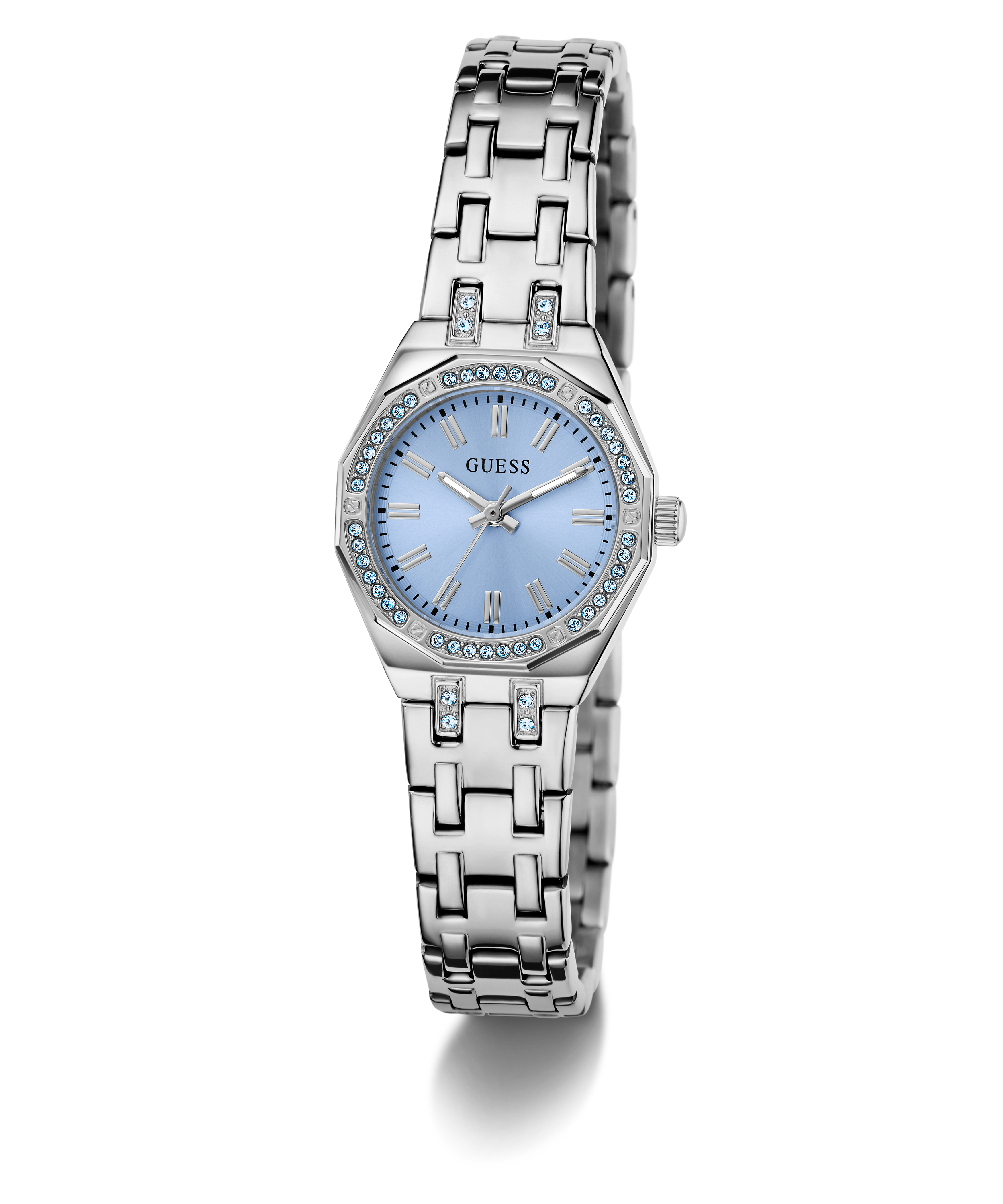 GUESS Ladies Silver Tone Multi-function Watch with Swarovski ReCreated ...