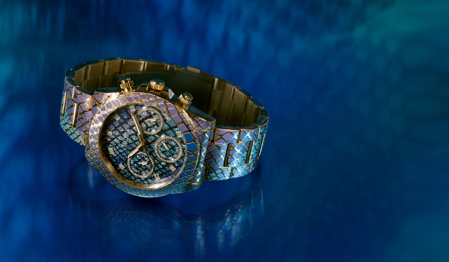 GUESS Ladies Blue Purple Gold Tone Multi-function Watch - GW0752L1 ...