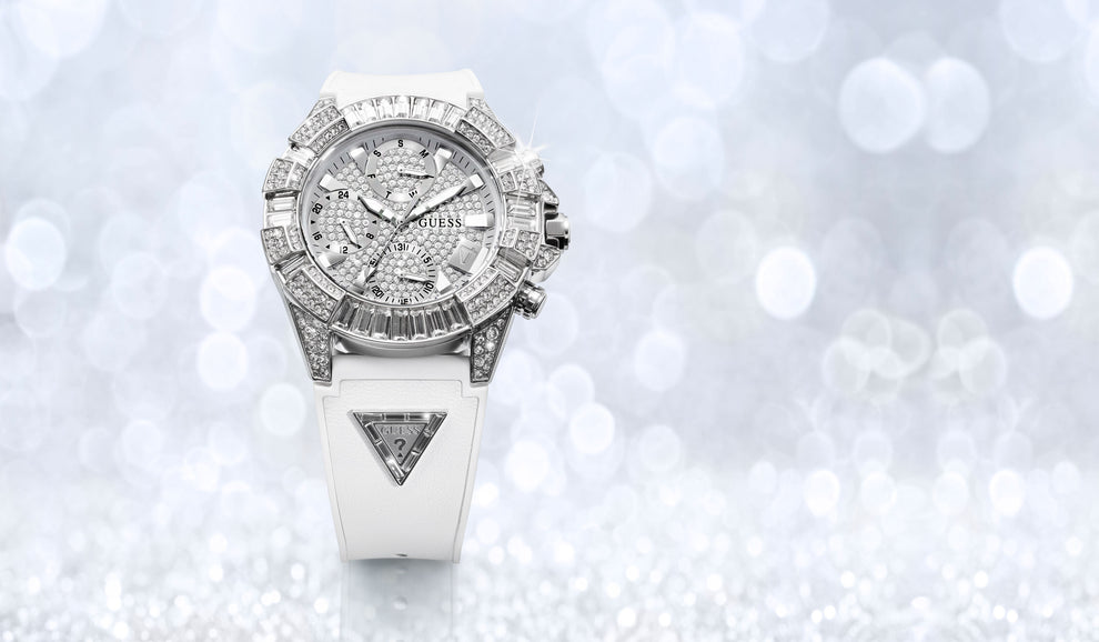40th Anniversary Special Edition GUESS Ladies White Silver Tone Multi ...