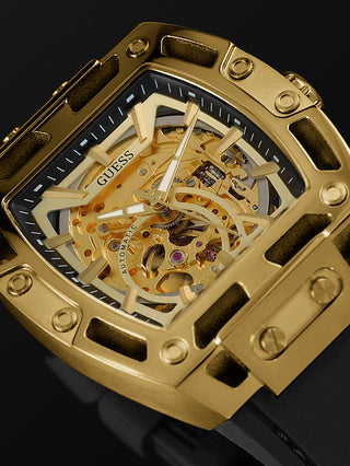 GUESS Mens Black Gold Tone Automatic Watch - GW0980G2 | GUESS Watches US